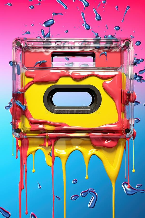 A Yellow and Red Box Covered in Liquid, Vibrant Pop Art Image. Stock ...