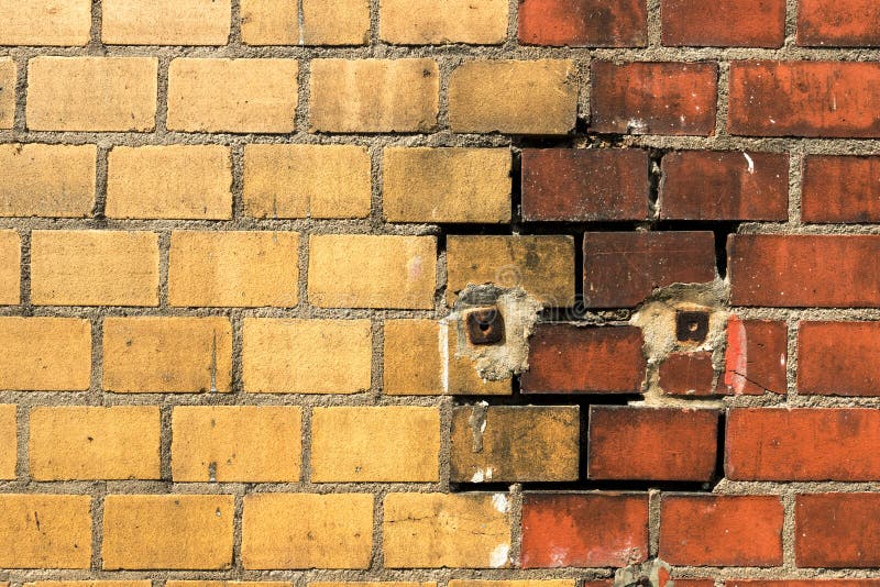 Yellow Red Colored Clinker Brick Wall and Facade, Facing Brick. Yellow ...