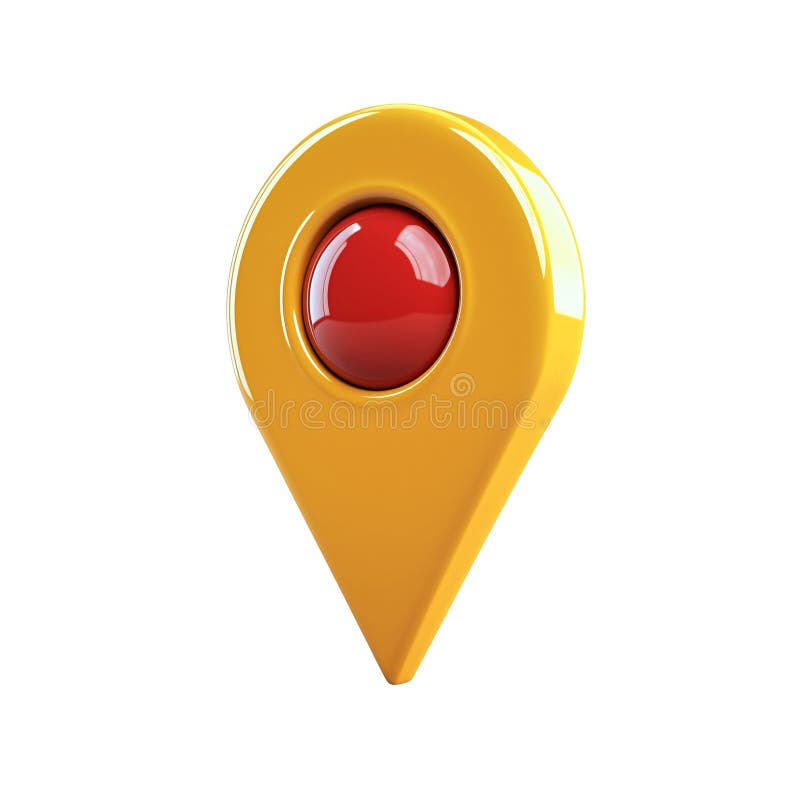 Yellow Red 3D Map Pointer Location Icon Design Gps Web App Shiny Shape ...
