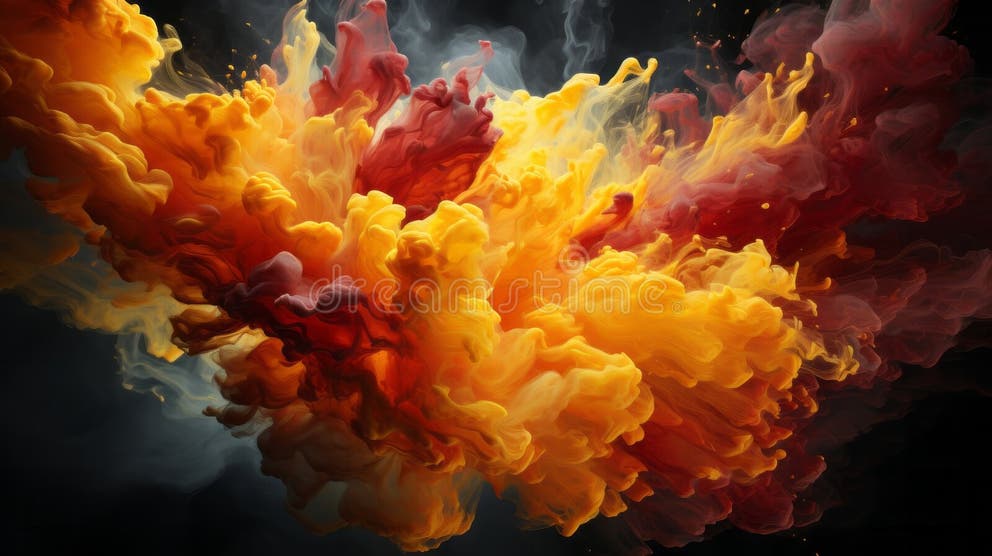 A Yellow and Red Explosion. Generative AI. Stock Photo - Image of ...