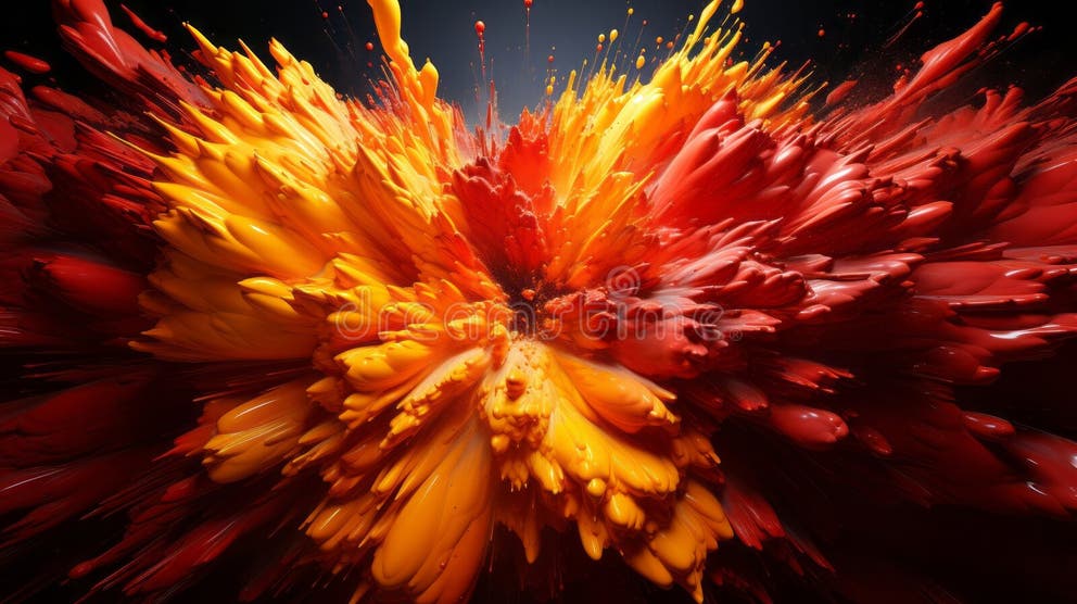 A Yellow and Red Explosion. Generative AI. Stock Photo - Image of ...