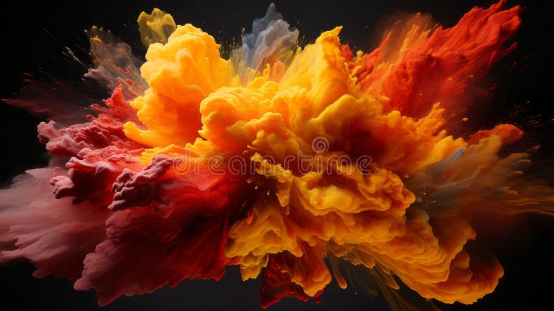 A Yellow and Red Explosion. Generative AI. Stock Photo - Image of ...