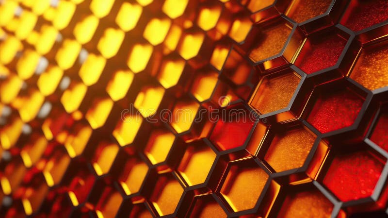 Yellow Red Gen Dnc Endering Honeycomb Technology Background. Generative ...