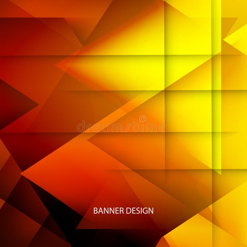 Yellow and Red Geometric Background with Triangular Polygons. Abstract ...