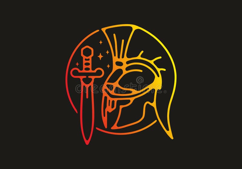 Yellow Red Gradient Color of Warrior and Sword Stock Vector ...