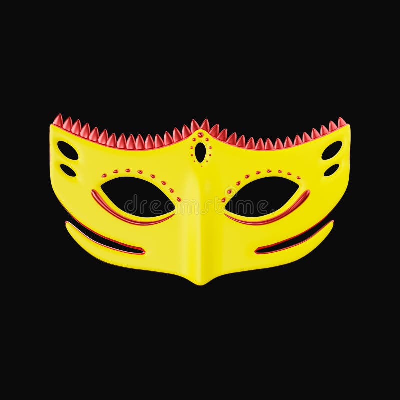 Yellow and Red Masquerade Party Mask on Black Stock Illustration ...