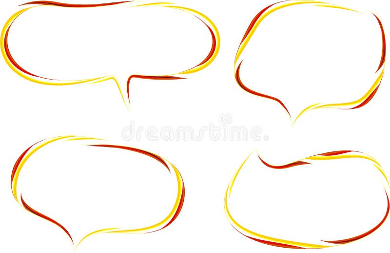 Yellow Red Outlined Colorful Decorative Stroke Speech Bubbles Stock ...