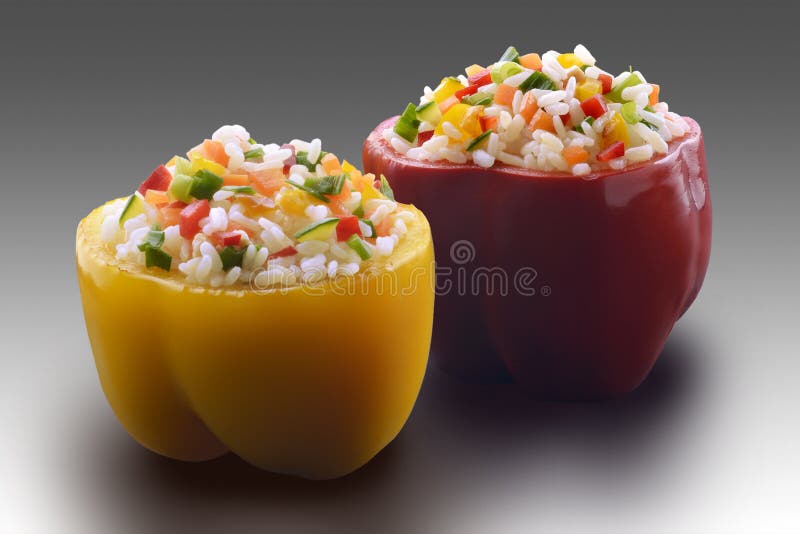 Red Pepper Stuffed with Rice and Vegetables Stock Image - Image of ...