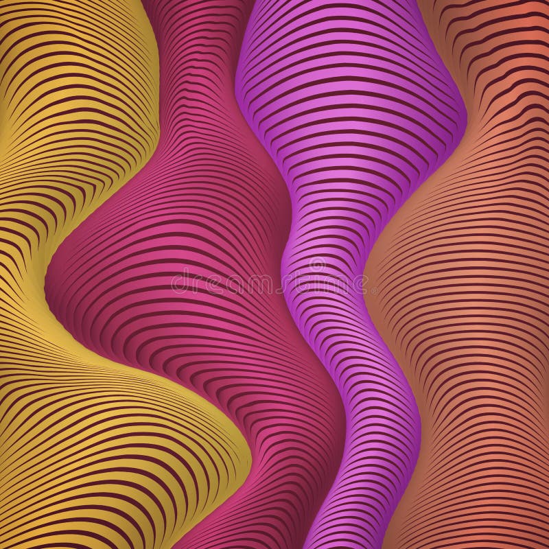 Yellow, Red and Pink Colors Wavy Stripes Abstract Stock Vector ...