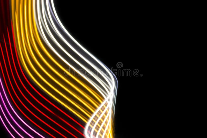 Multicolor Light Curve Lines on a Black Background Stock Photo - Image ...