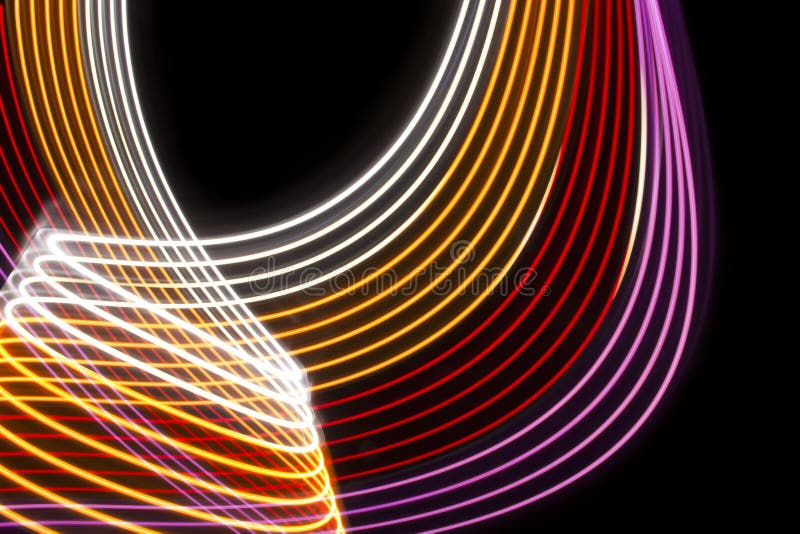 Multicolor Light Curve Lines on a Black Background Stock Image - Image ...