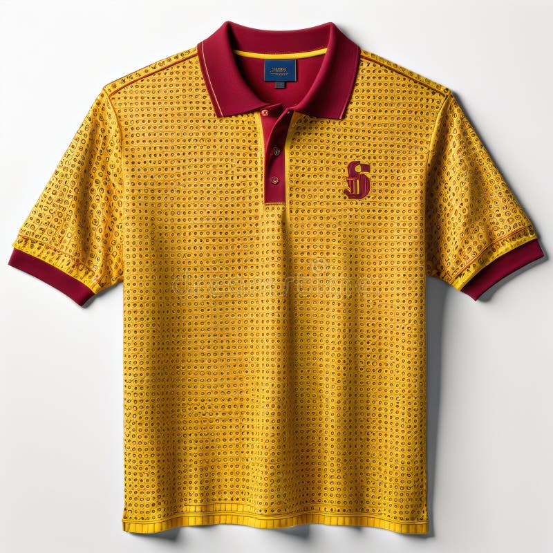 Yellow and Red Polo Shirt with Small Pattern. Stock Illustration ...