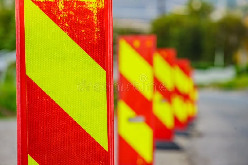 Yellow Red Road Warning Signs Stock Image - Image of repair, signboard ...