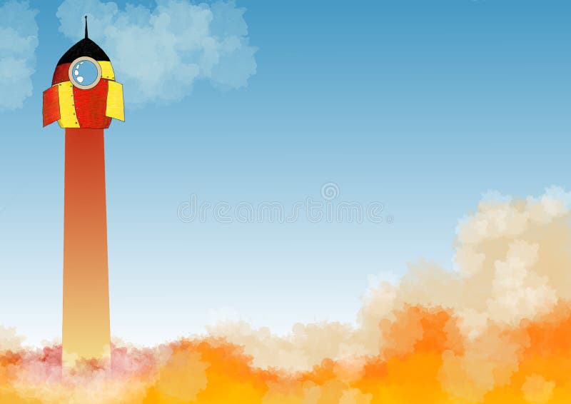 Yellow and Red Rocket Taking Off in the Sky Vertically Stock ...