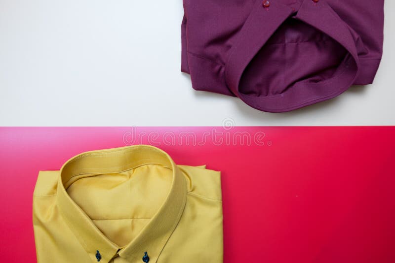 Yellow and Red Shirts Folded for Men Stock Image - Image of object ...