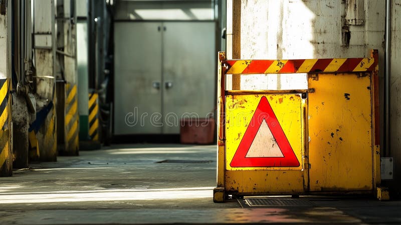 A Yellow and Red Sign with a Triangle on it Stock Illustration ...