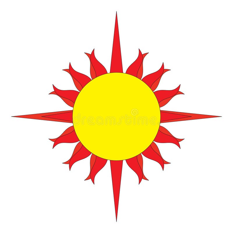 Yellow Red Sun Symbol Icon Isolated on White Background Stock Vector ...