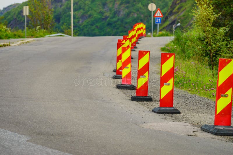 Yellow Red Road Warning Signs Stock Image - Image of closed, highway ...