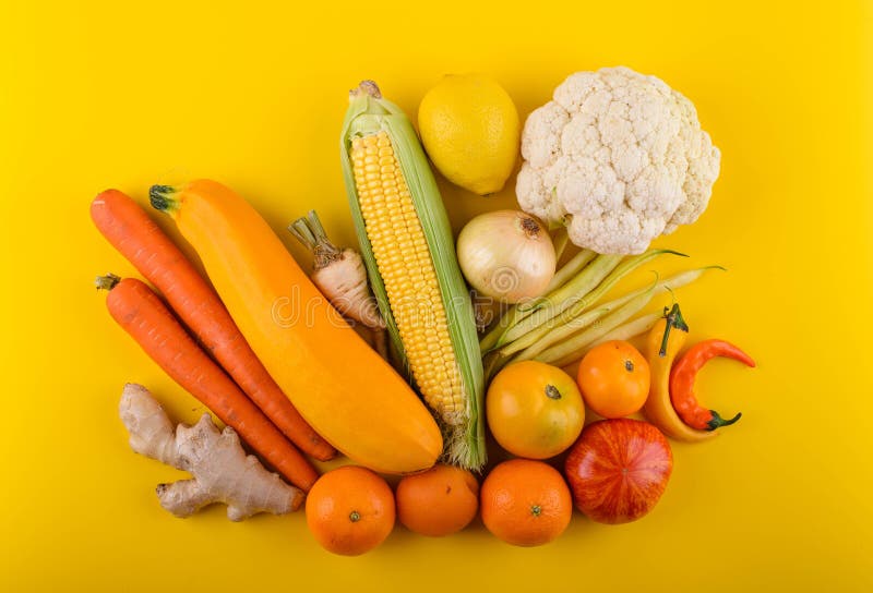 Yellow and Red Vegetables and Fruits Stock Image - Image of summer ...