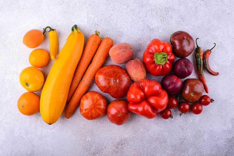 Yellow and Red Vegetables and Fruits Stock Image - Image of vegetarian ...