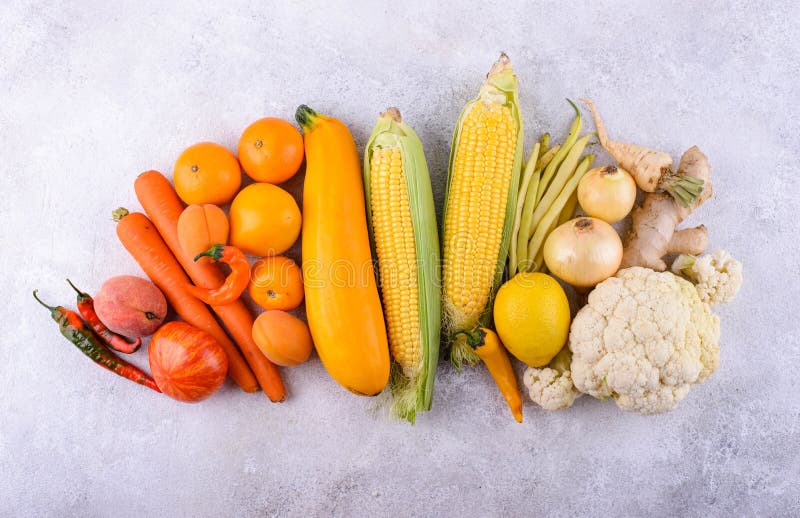 Yellow and Red Vegetables and Fruits Stock Photo - Image of view ...