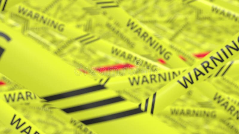 Yellow and Red Warning Tapes with CAUTION and NO ENTRY Text. Conceptual ...