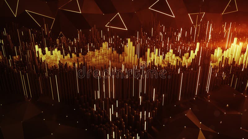 Wave Graph with Glitch Effect Texture 3D Render Stock Illustration ...