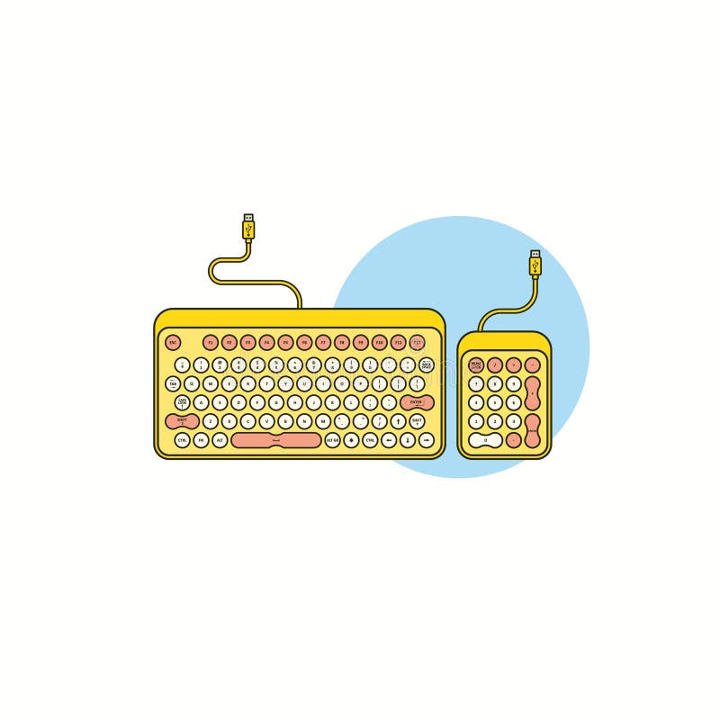 Keyboard. Color Yellow, Red and White Keyboard and Numpad Flat Design ...