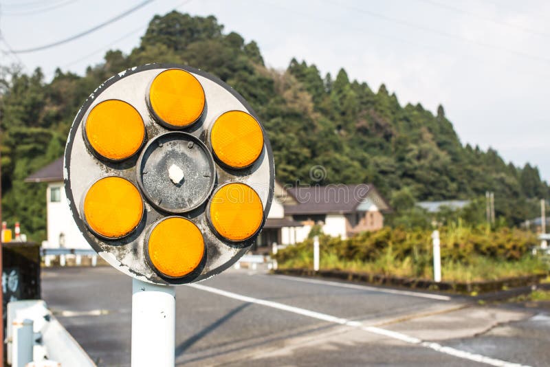 Yellow Reflector beside Road Stock Image - Image of barricade ...