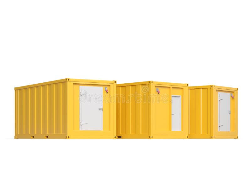 Yellow Refrigerated Container Isolated on White. 3d Rendering Stock ...