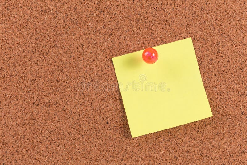 Yellow Reminder Sticky Note on Cork Board Stock Image - Image of board ...