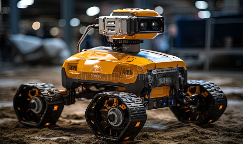 Yellow Remote Controlled Robot on Pile of Dirt Stock Photo - Image of ...