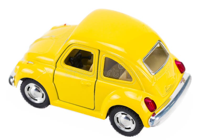 Yellow Retro Car Isolated on White Background Stock Image - Image of ...