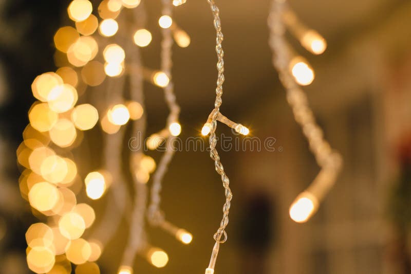 Yellow Retro Lamps and Christmas Shining Lights Stock Photo - Image of ...