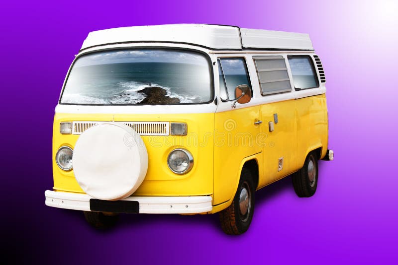 Vintage yellow van stock photo. Image of street, classic - 7897860