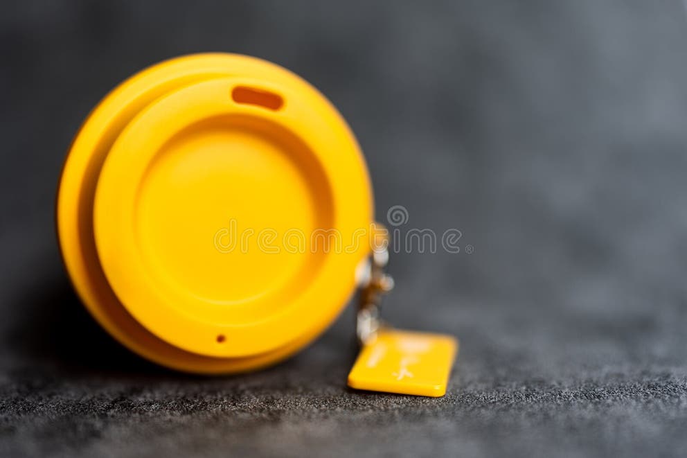 Yellow reusable cup stock image. Image of single, environmental - 347179833
