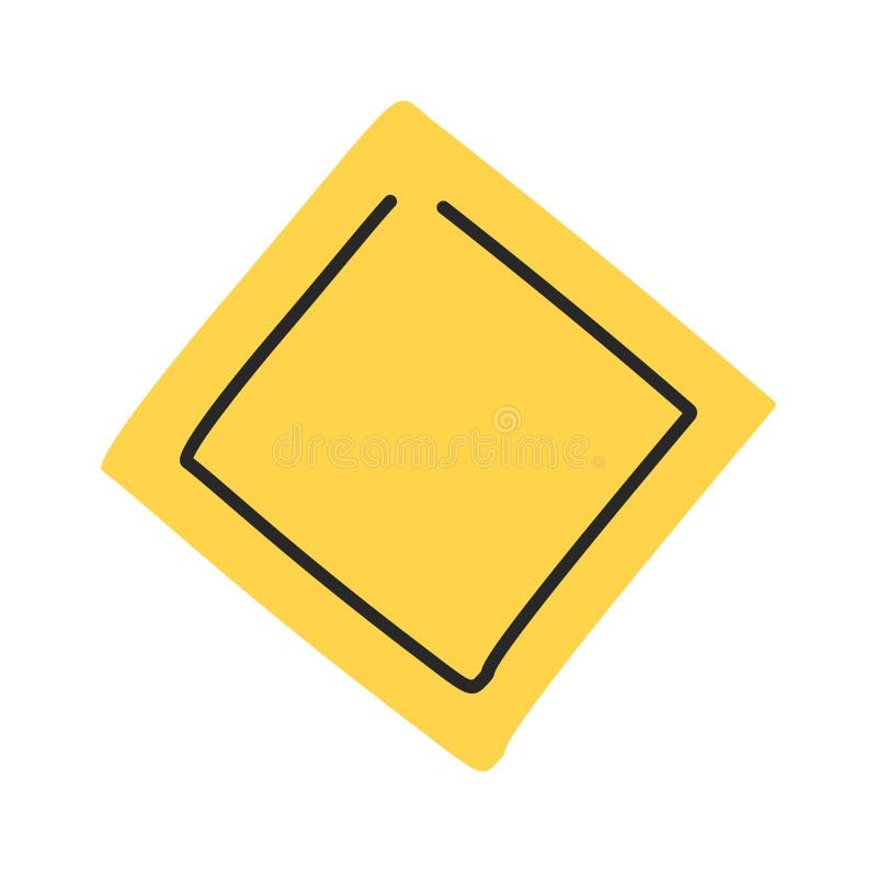 Yellow Rhombus Hand Drawn Sign Stock Vector - Illustration of attention ...