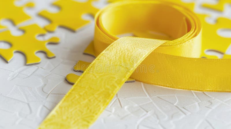 A Yellow Ribbon with a Puzzle Piece Pattern Representing the Complexity ...