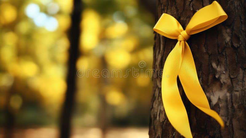 Yellow Ribbon on Tree stock photo. Image of vibrant - 364057688