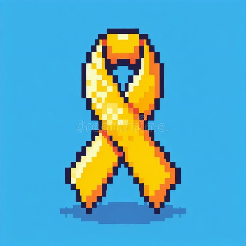 Yellow Ribbon Vector Design, Pixel Art Stock Illustration ...