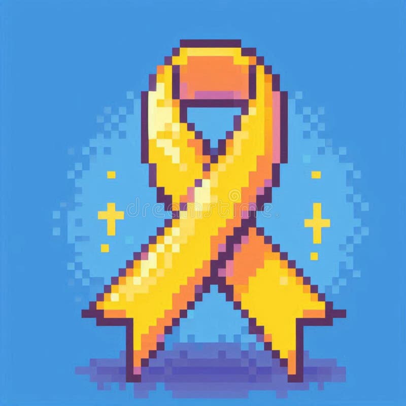 Yellow Ribbon Vector Design, Pixel Art Stock Illustration ...