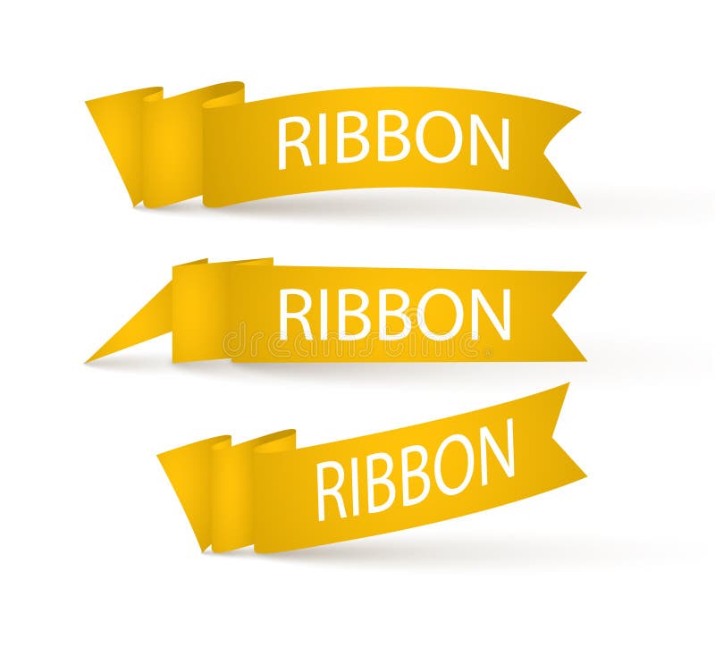 Yellow Ribbons Banners. Set of Advertising Signs Stock Vector ...
