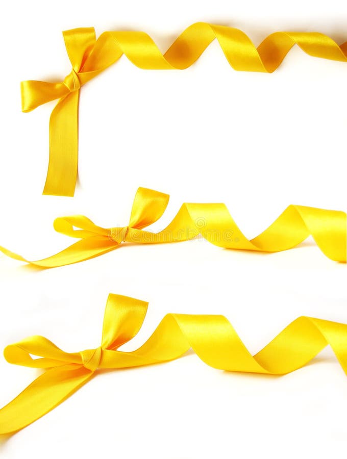 Yellow Ribbons with Bow for Decoration Stock Image - Image of soft ...
