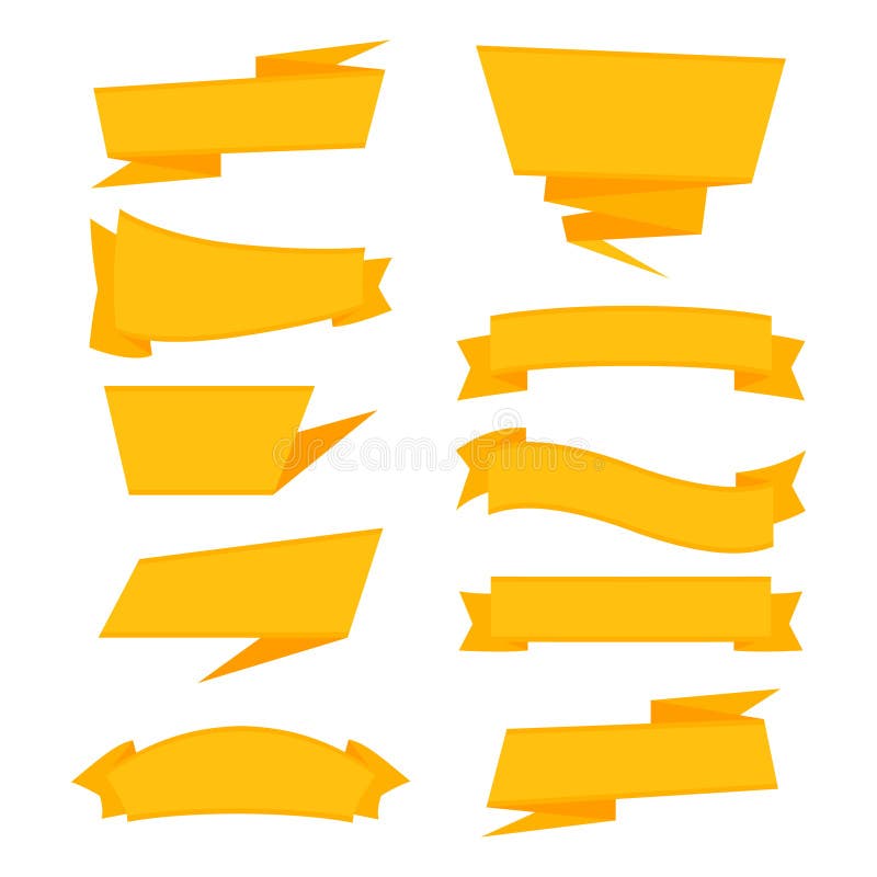 Yellow ribbons set stock vector. Illustration of vintage - 89952261