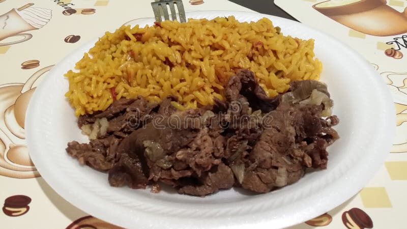 Yellow rice and Beef stock image. Image of saute, yellow - 48356675