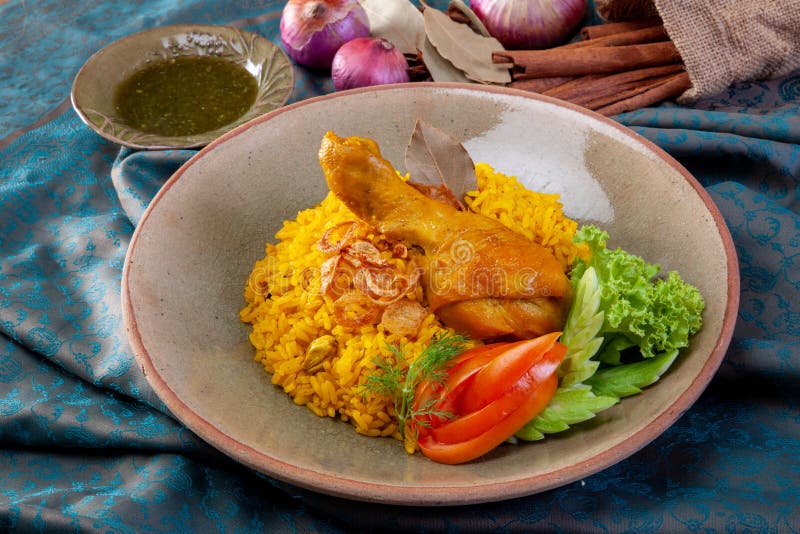 Yellow Rice with Chicken or Chicken Biryani Stock Photo - Image of rice ...
