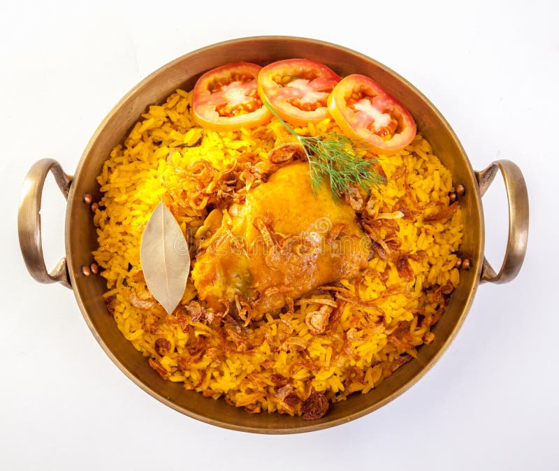 Yellow Rice with Chicken or Chicken Biryani Stock Image - Image of ...