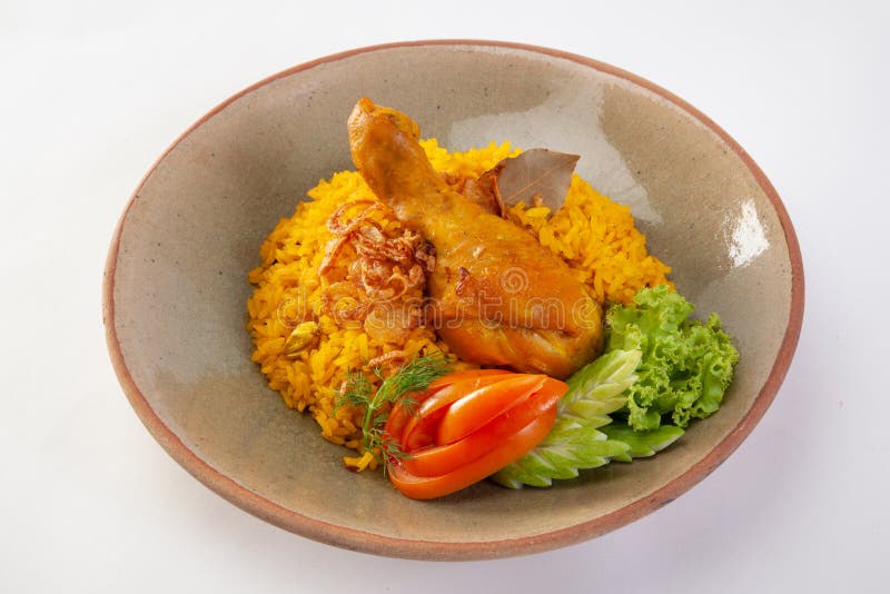 Yellow Rice with Chicken or Chicken Biryani Stock Photo - Image of ...