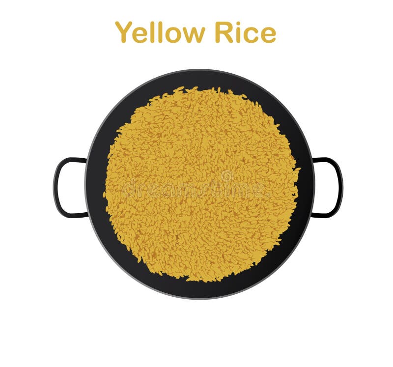 Yellow rice in paella pan stock illustration. Illustration of menu ...