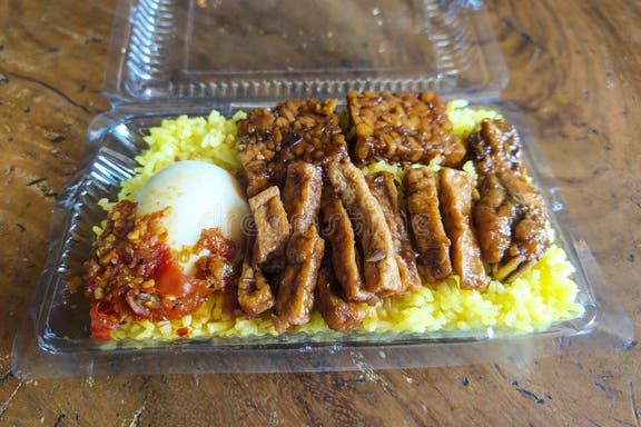 Yellow Rice in a Plastic Box is Ready To Eat Stock Photo - Image of ...